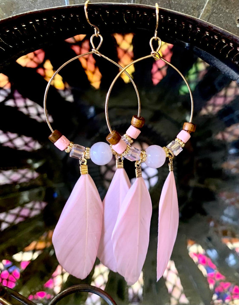 Hoop Feather Earings – Habiba Boho Boutique
