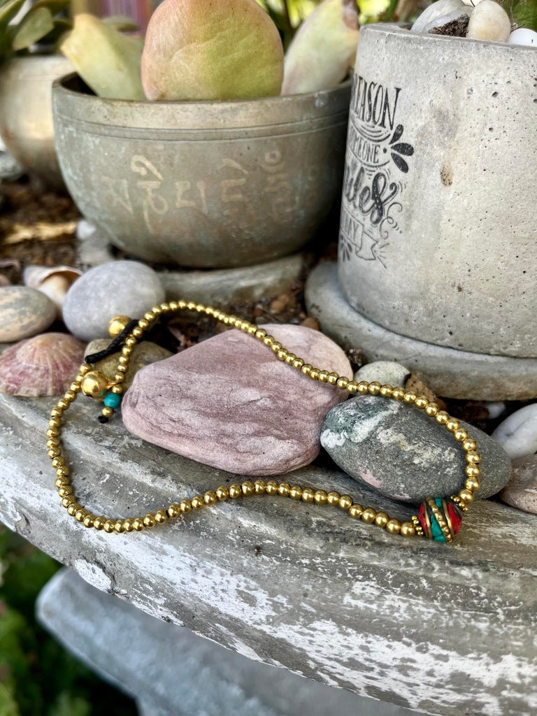 Nepali Bead Brass Anklet – Habiba Boho Boutique