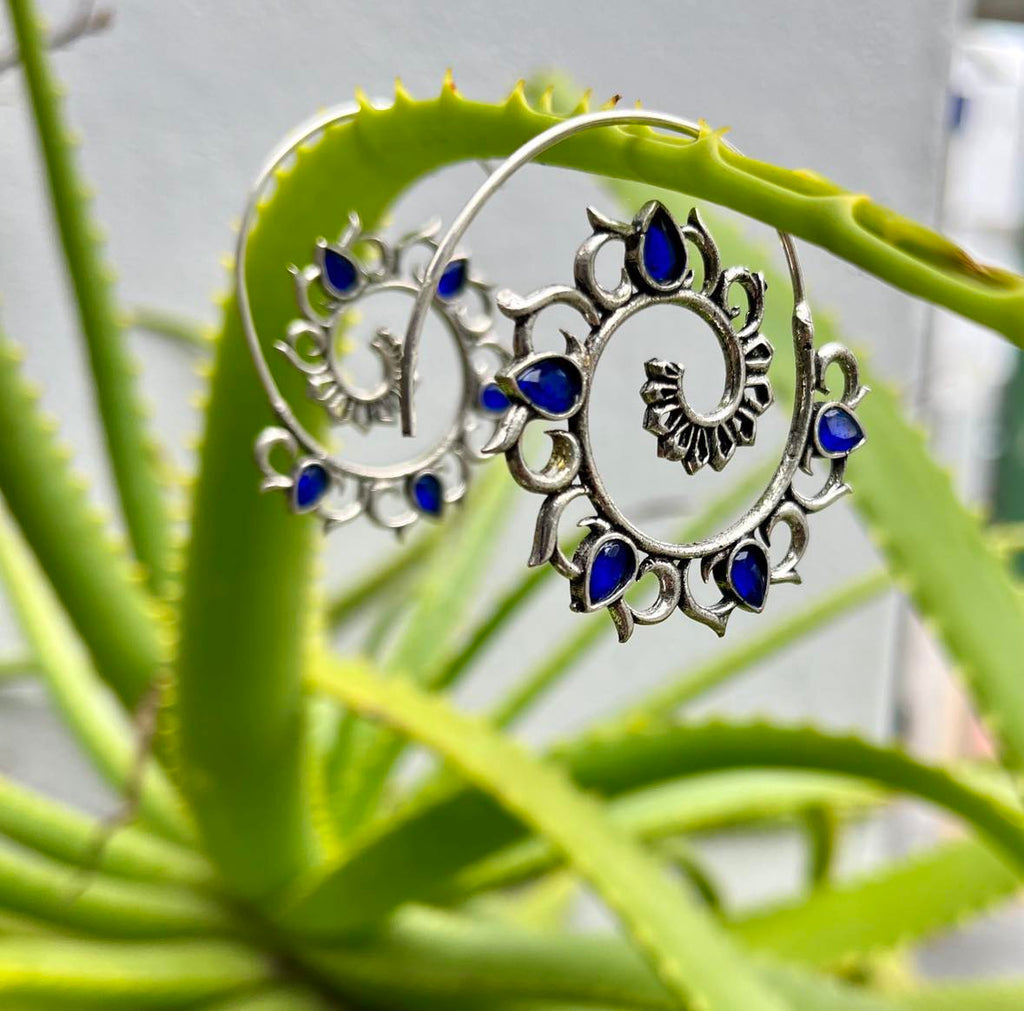 Peacock Gemstone Slide-Through Earings – Habiba Boho Boutique